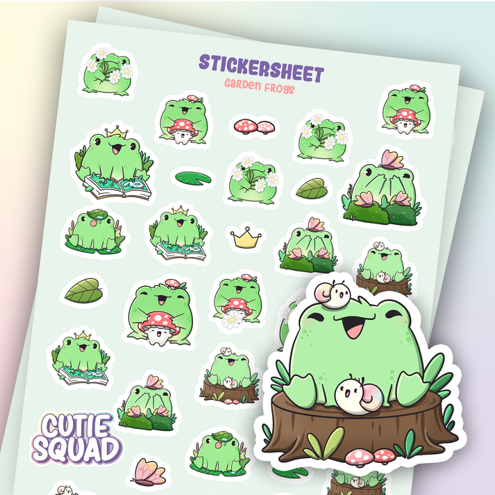 Stickervel - Garden Frogs - CutieSquad – MostCutest.nl